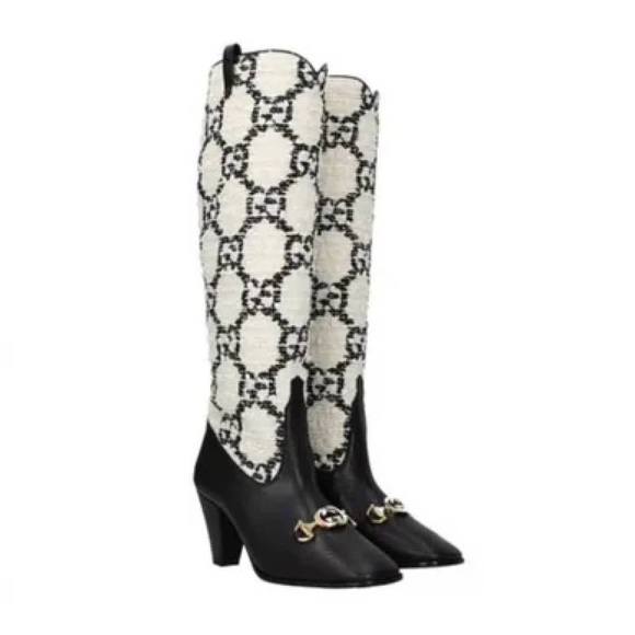Gucci | Shoes | New Gucci Monogram Gg Boots Supreme Tweed Fabric Zumi ...